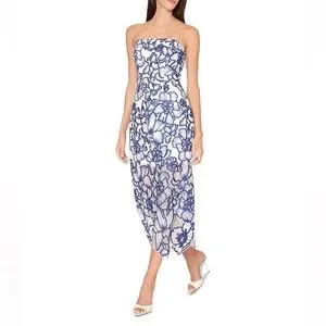 Milly | Dresses | Milly Kait Floral Garden Embroidered Strapless Dress ...